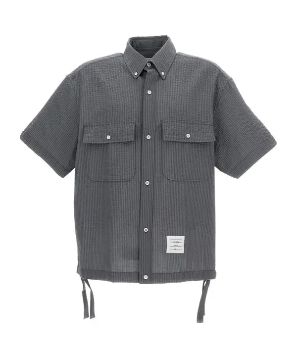 Thom Browne Wool Short-sleeved Sports Shirt - Light Gray