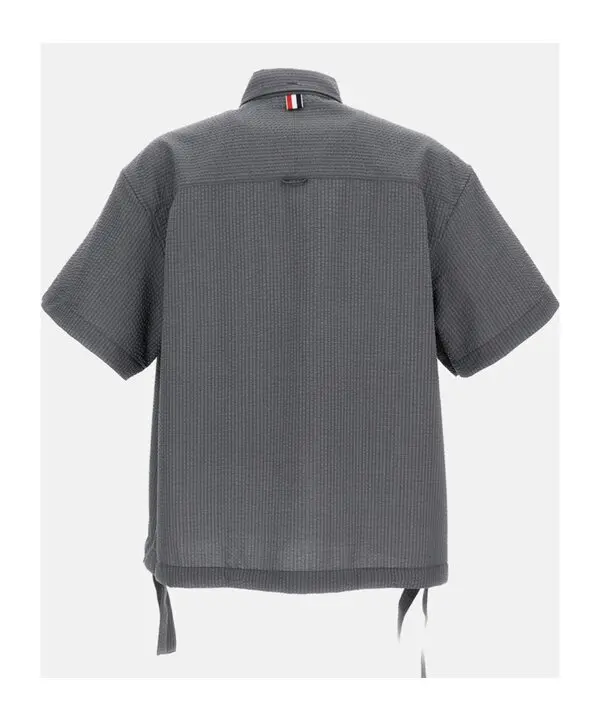 Thom Browne Wool Short-sleeved Sports Shirt - Light Gray