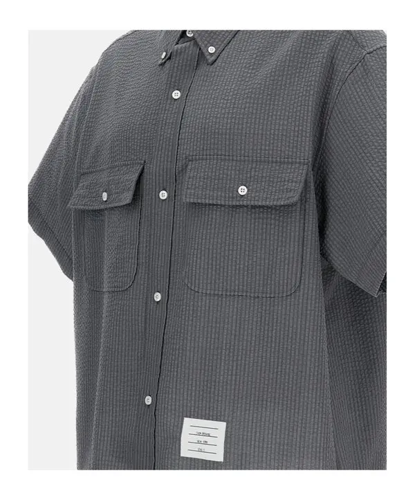 Thom Browne Wool Short-sleeved Sports Shirt - Light Gray