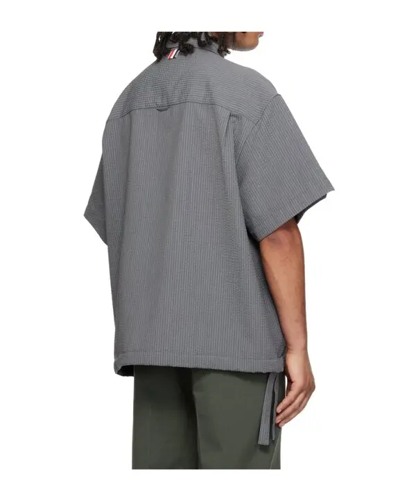 Thom Browne Wool Short-sleeved Sports Shirt - Light Gray