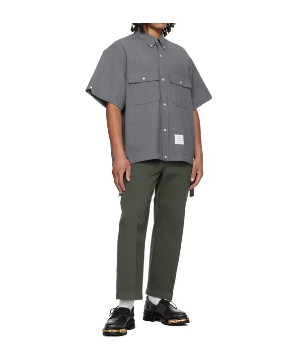 Thom Browne Wool Short-sleeved Sports Shirt - Light Gray