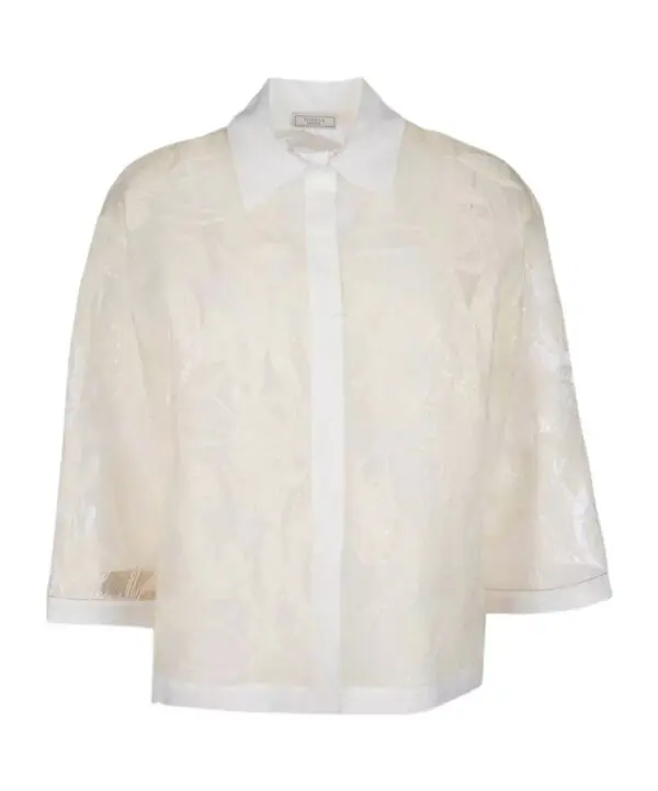 Peserico Sequin Embellished Embroidered Shirt - White