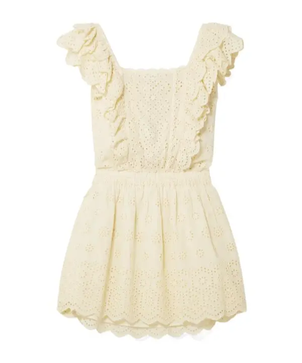 LoveShackFancy Dora Ruffle Mini Dress - Nude