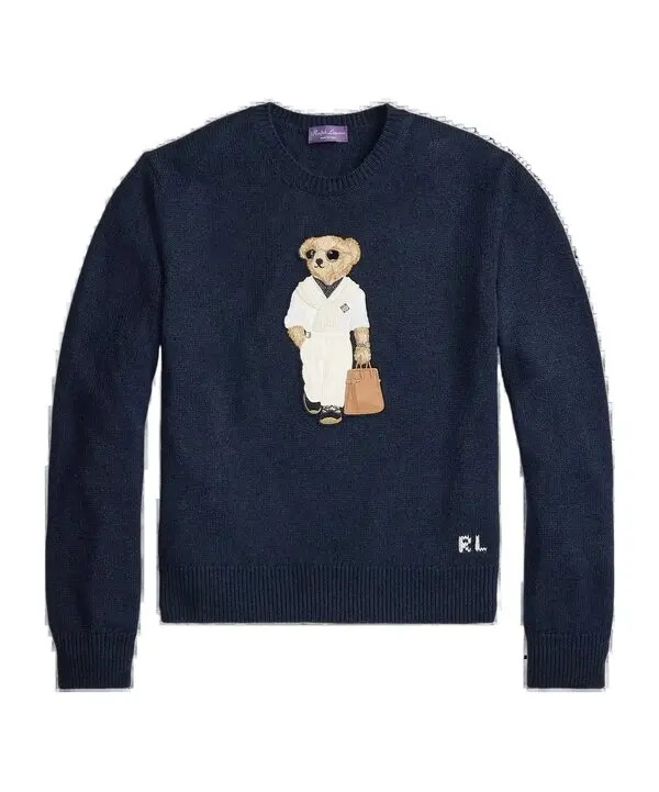 Ralph Lauren Bear-appliqué Crew Neck Sweater - Black