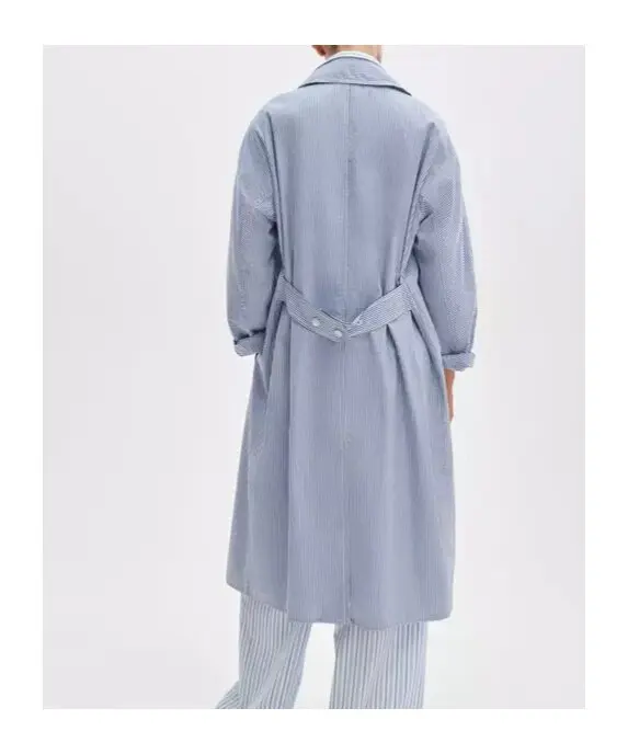 RAG  BONE Rag & Bone Striped Long Sleeve Collared Coat