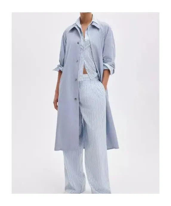 RAG  BONE Rag & Bone Striped Long Sleeve Collared Coat