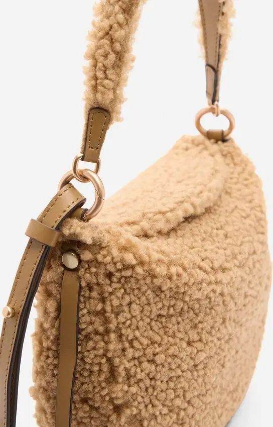 Vanessa Bruno Shearling Mini Shoulder Bag - Caramel