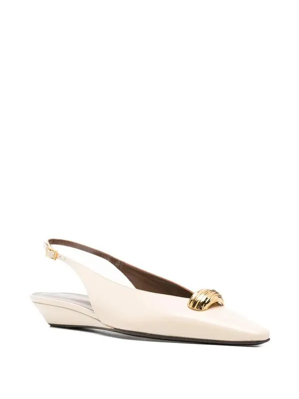 GIUSEPPE ZANOTTI Gold-tone Detail Slingback Pumps - Nude