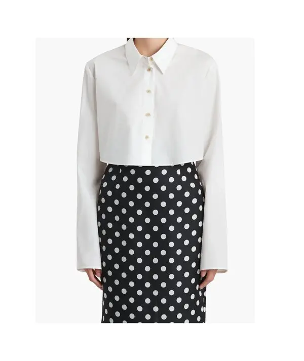 Khaite Fritz Cropped Cotton Poplin Shirt - Chalk