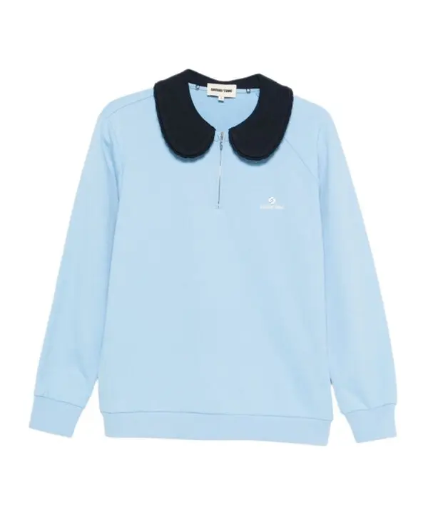 SHUSHU/TONG Lapel Collar Half-zip Sweatshirt