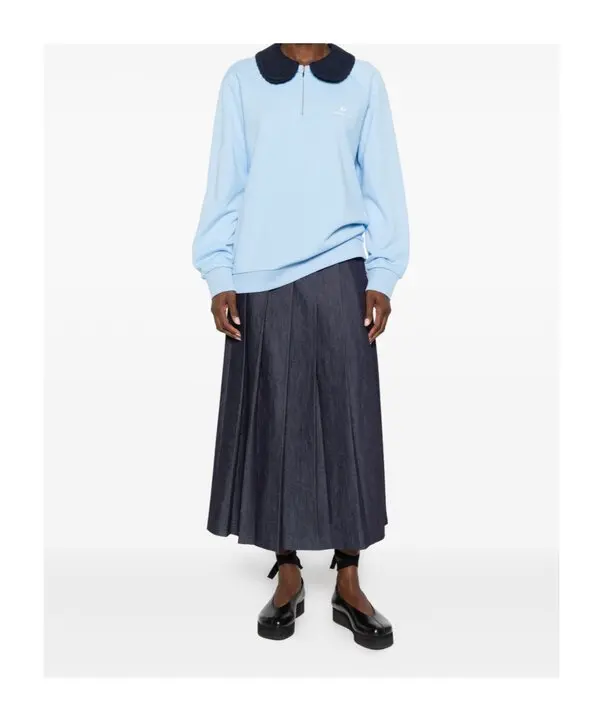SHUSHU/TONG Lapel Collar Half-zip Sweatshirt