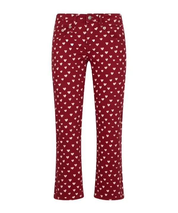 R13 Charlotte Heart-print Wide-leg Jeans