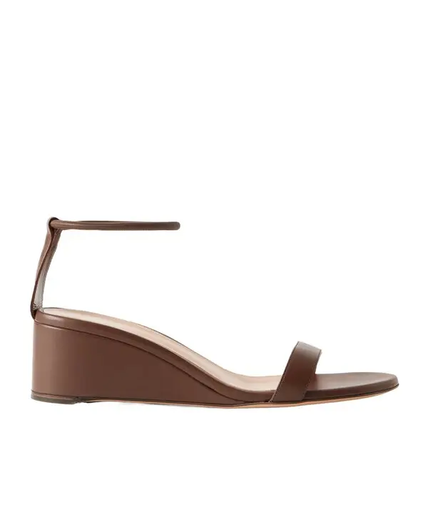 GIANVITO ROSSI Leather Wedge Sandals - Brown