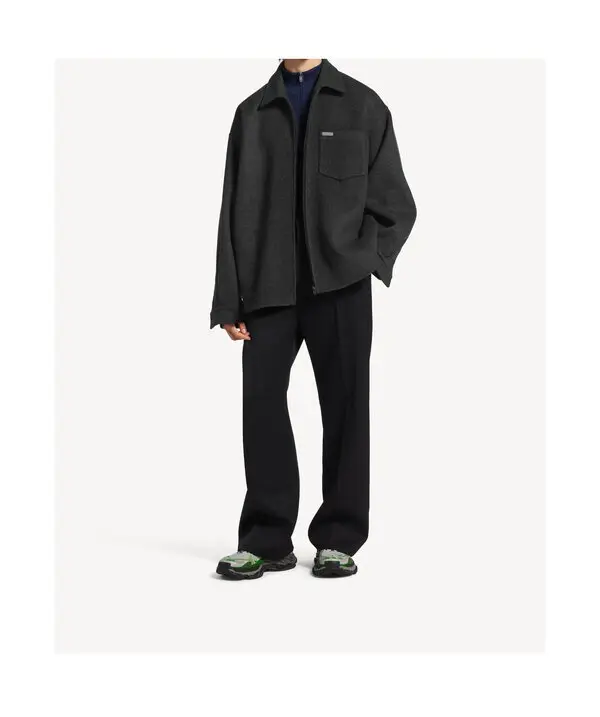 Balenciaga Zip-up Brushed Overshirt - Light Gray