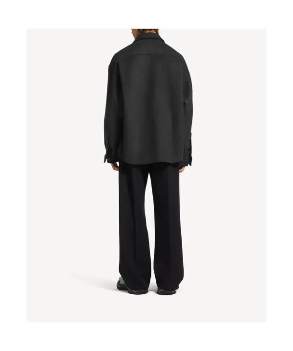 Balenciaga Zip-up Brushed Overshirt - Light Gray