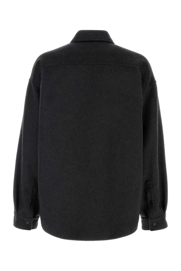 Balenciaga Zip-up Brushed Overshirt - Light Gray