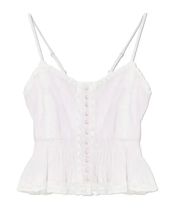 LoveShackFancy Aleni Lace Peplum Top - No
