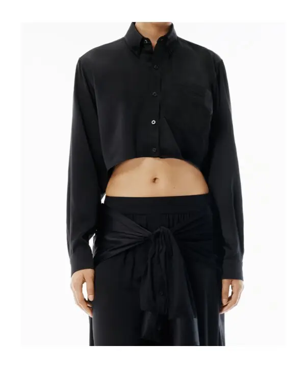 Alexander Wang Silk Cropped Button-up Shirt