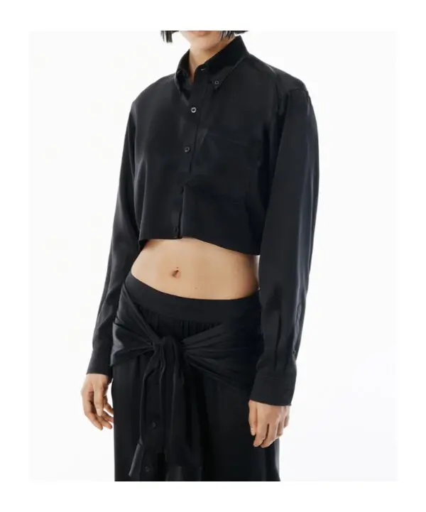 Alexander Wang Silk Cropped Button-up Shirt