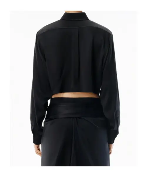 Alexander Wang Silk Cropped Button-up Shirt