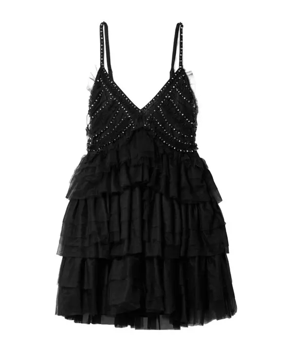 LoveShackFancy Jude Embellished Ruffled Mini Dress