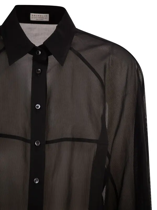 Brunello Cucinelli Monili Embellished Cotton Organza Shirt