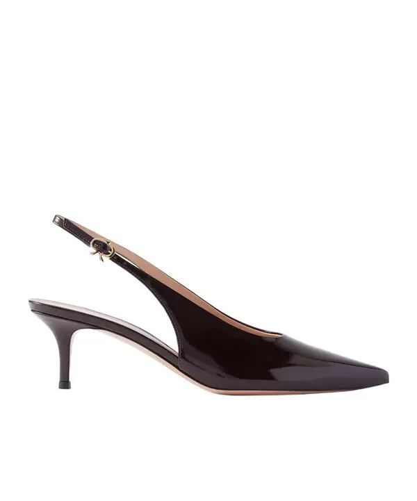 GIANVITO ROSSI Robbie 55 Polished-leather Slingback Pumps - Black