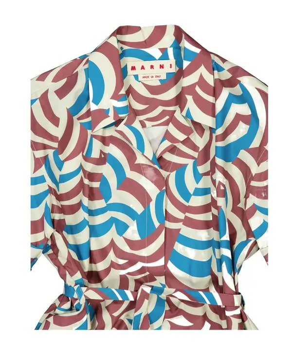 Marni Graphic Printed Belted Midi Shirt Dress