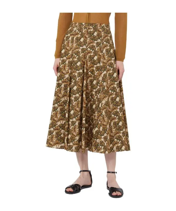 Max Mara Printed Pleated Midi Skirt