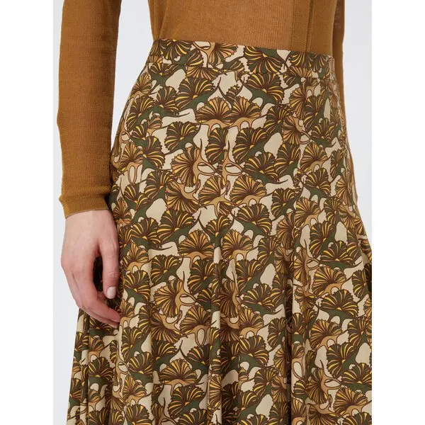 Max Mara Printed Pleated Midi Skirt