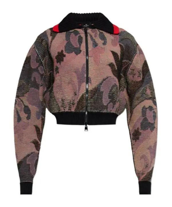 Etro Jacquard Cropped Cardigan - Black
