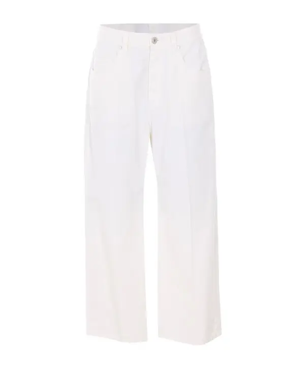 Brunello Cucinelli Logo Patch Straight-leg Trousers - White