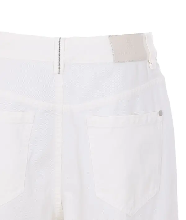 Brunello Cucinelli Logo Patch Straight-leg Trousers - White