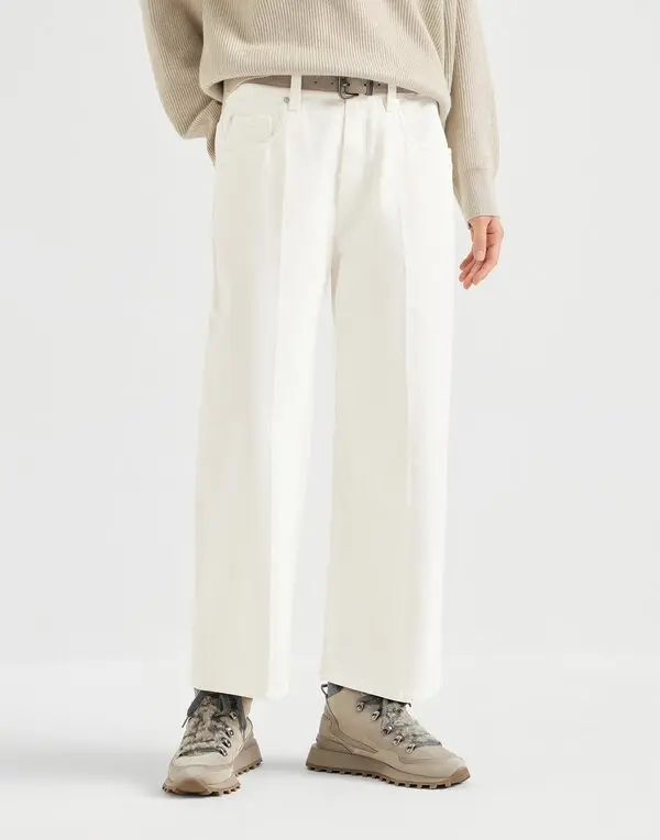Brunello Cucinelli Logo Patch Straight-leg Trousers - White