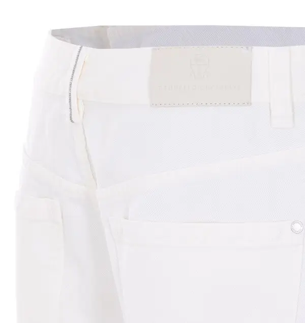 Brunello Cucinelli Logo Patch Straight-leg Trousers - White