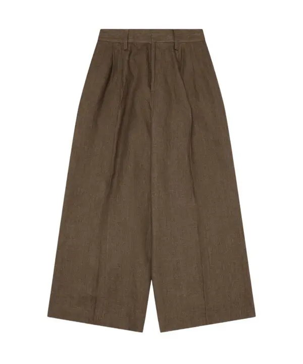 ERL Pleated Cotton Poplin Wide-leg Trousers - Brown