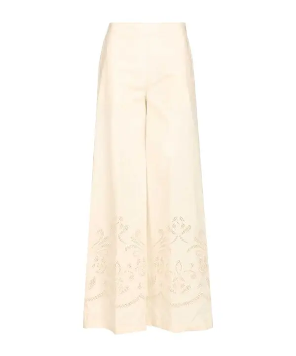 FORTE_FORTE Embroidered Wide Leg Pants - White