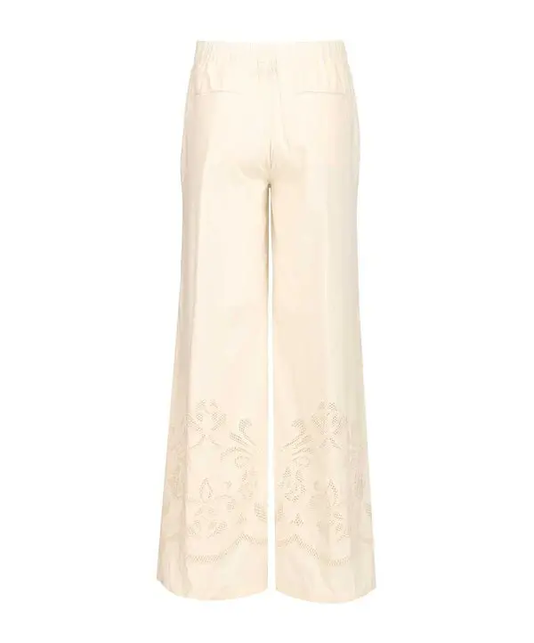FORTE_FORTE Embroidered Wide Leg Pants - White