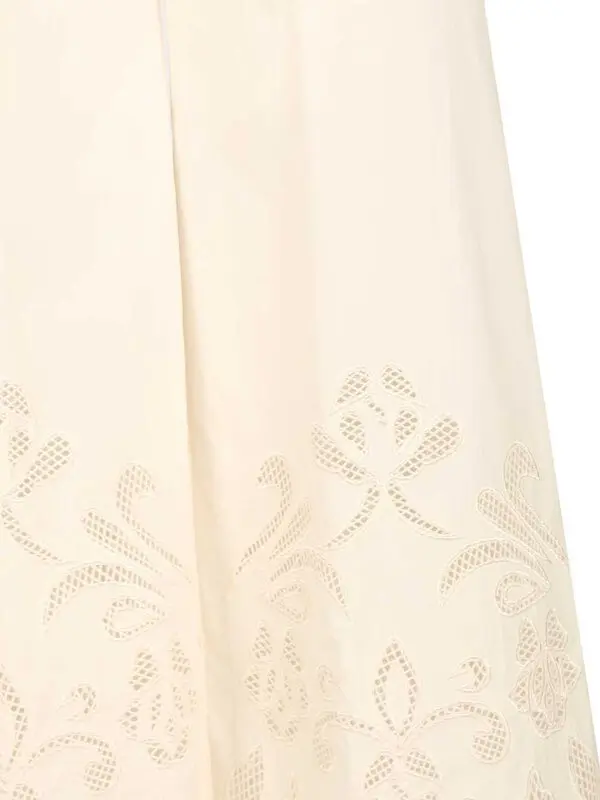 FORTE_FORTE Embroidered Wide Leg Pants - White