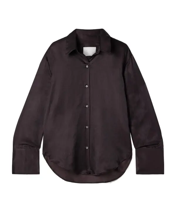 Citizens Of Humanity Long Sleeve Shirt With Classic Collar - Chocolate