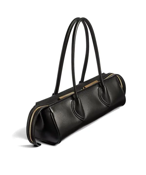 Khaite Logo-motif Zipped Shoulder Bag - Black