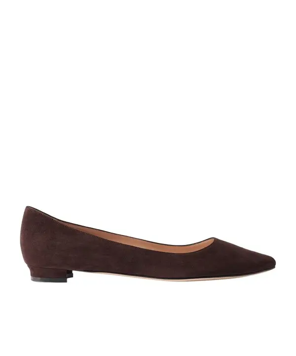 Manolo Blahnik Suede Ballet Flats - Black
