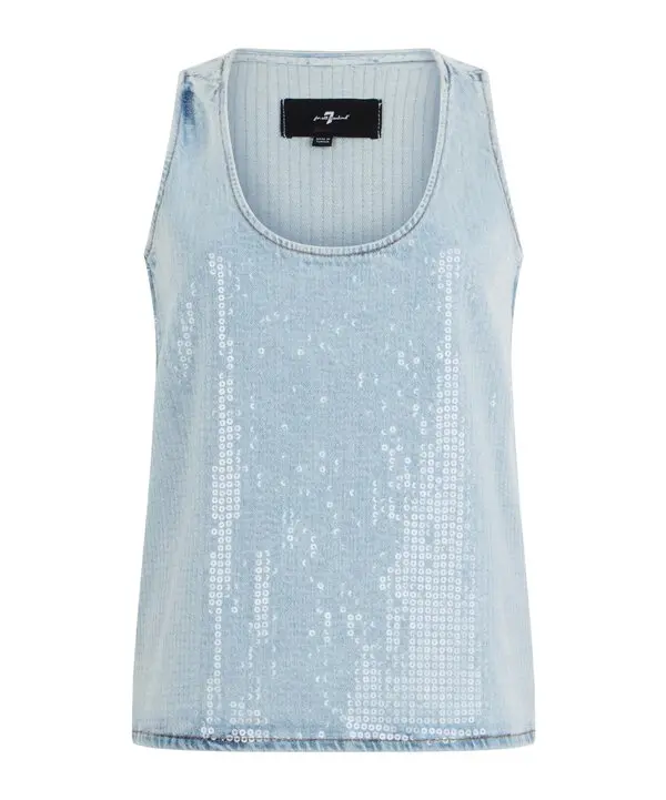 7 For All Mankind Sequined Denim Tank Top