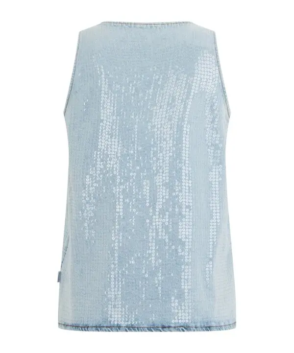 7 For All Mankind Sequined Denim Tank Top