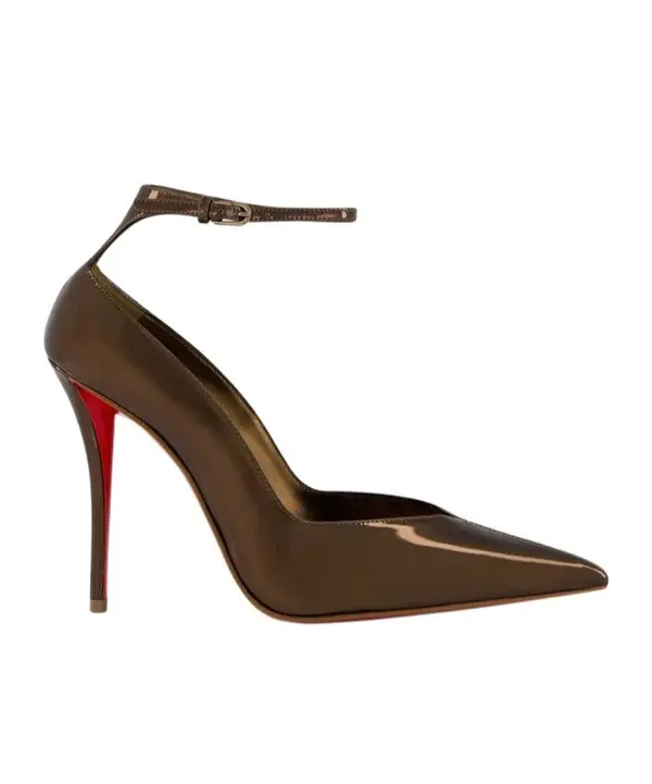 CHRISTIAN LOUBOUTIN Erozee Leather Pumps With Ankle Strap - Bronze