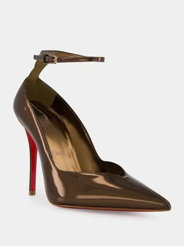 CHRISTIAN LOUBOUTIN Erozee Leather Pumps With Ankle Strap - Bronze