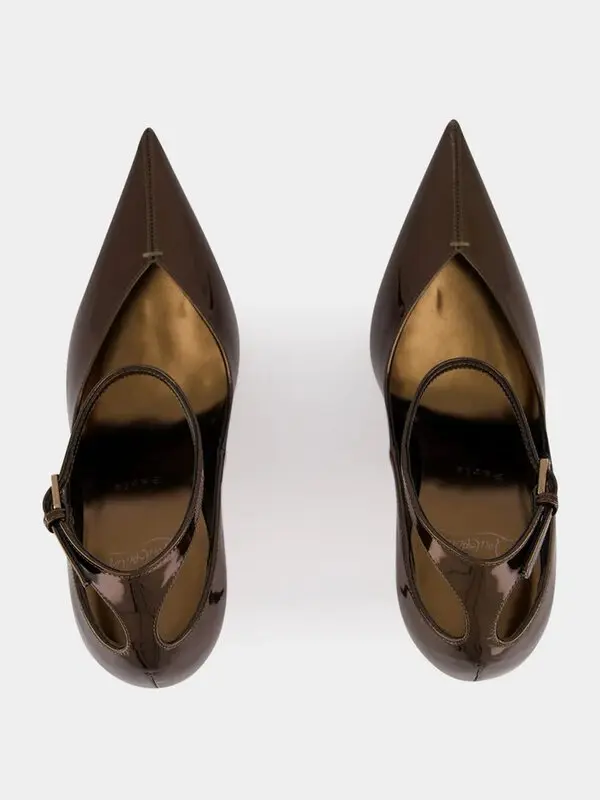 CHRISTIAN LOUBOUTIN Erozee Leather Pumps With Ankle Strap - Bronze