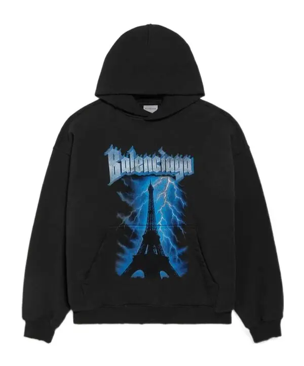Balenciaga Thunder Printed Fleece Hoodie