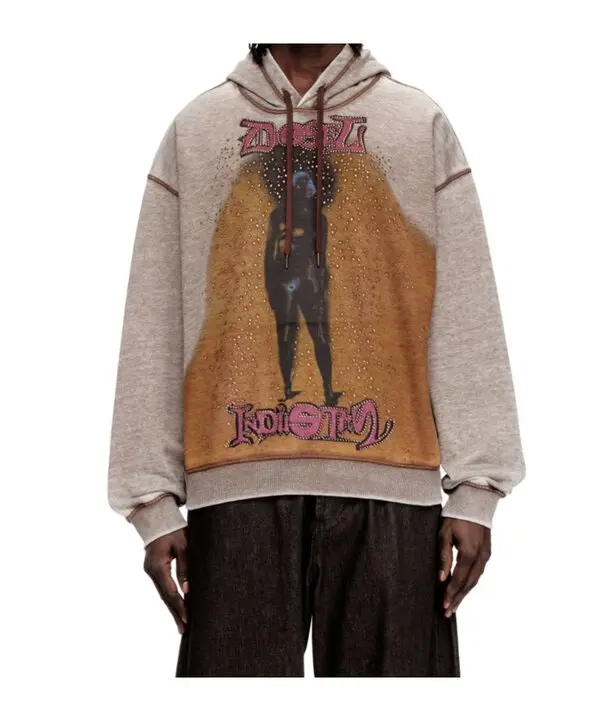 DIESEL® S-boxton Studded Embellishment Printed Hoodie