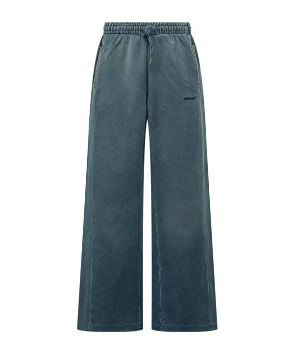 Off-White Drawstring Wide Leg Pants - Blue